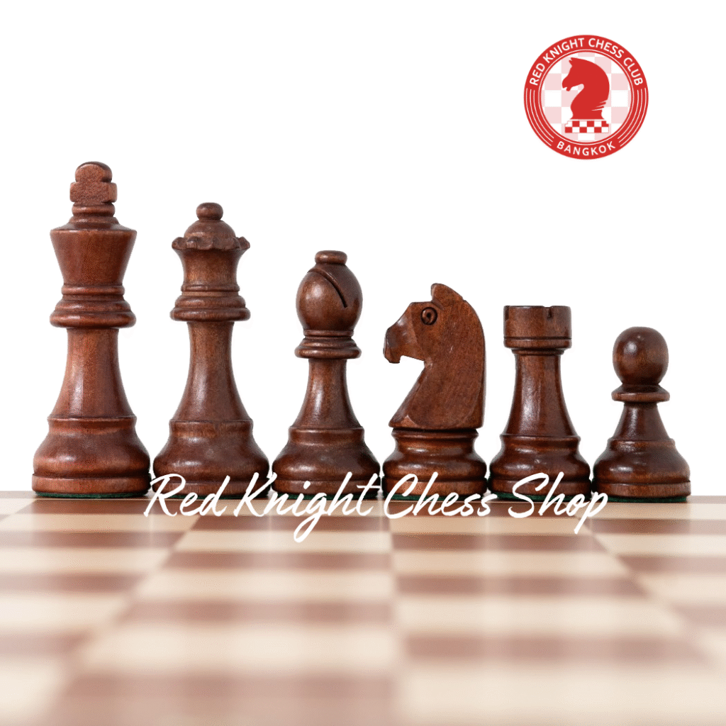 Basic Staunton No.6 Wooden Chess Pieces - Red Knight Chess Club